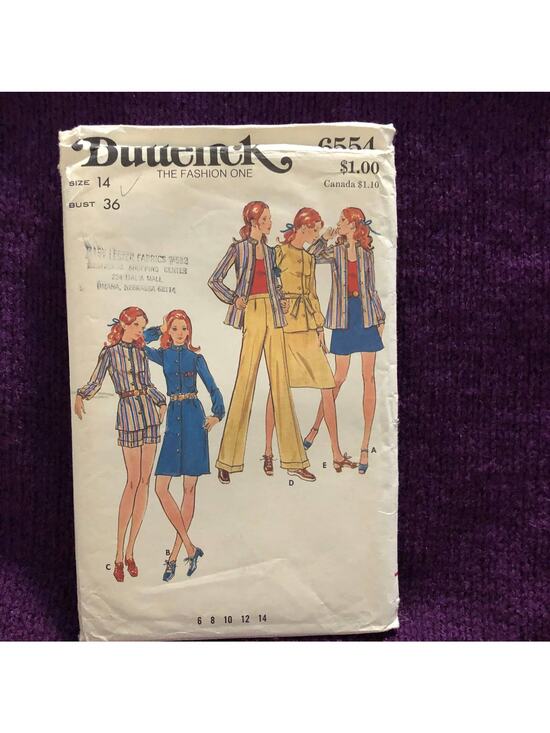 Butterick | Office | Butterick Sewing Pattern 6554 Dress Top Skirt ...